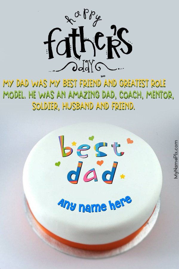 Happy Fathers Day Beautiful Cake Wish Card With Name